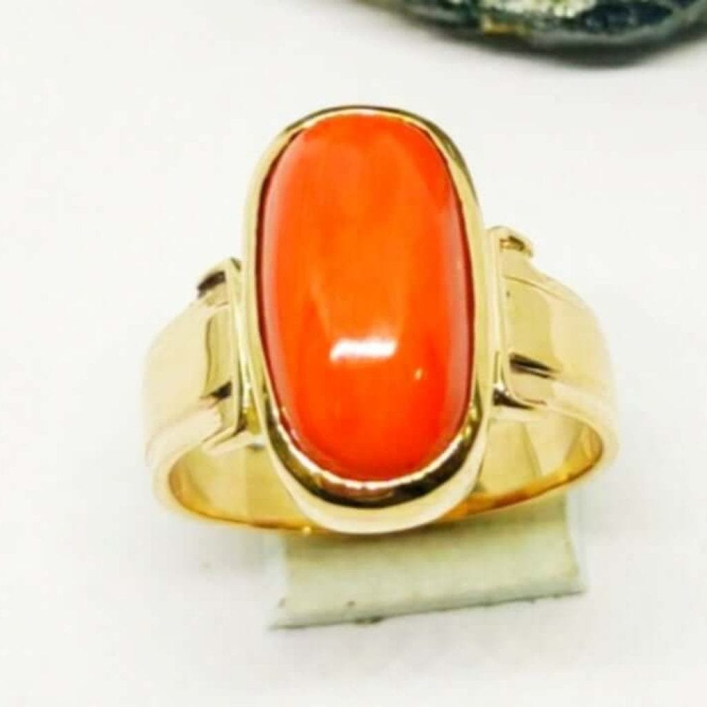 Natural and Certified Coral Ring (Moonga Ring)