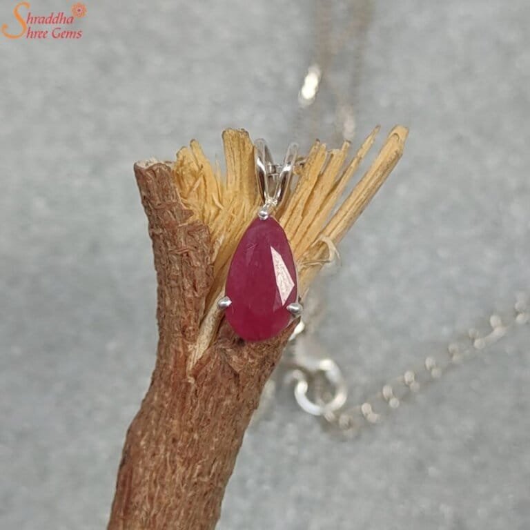 Pear Shape Ruby Gemstone Pendant, Certified Manik Pendant - Best ...